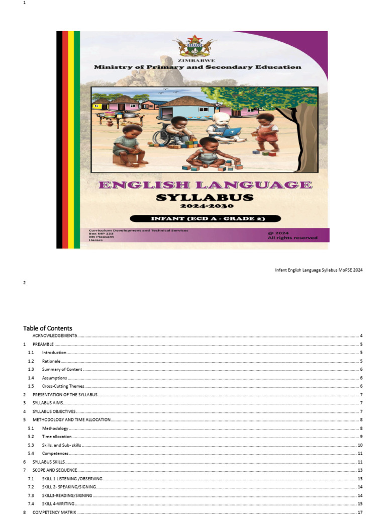 Infant English Language Syllabus | PDF | Learning | Reading Comprehension
