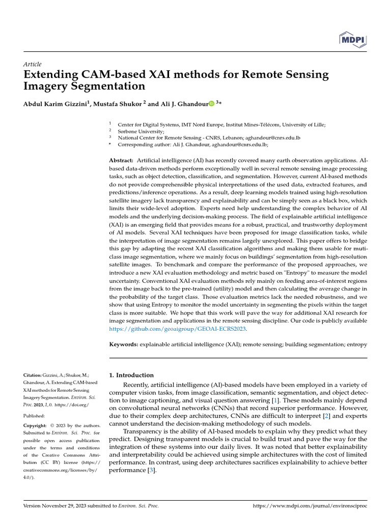 Extending CAM-based XAI Methods For Remote Sensing Imagery Segmentation | PDF | Image ...