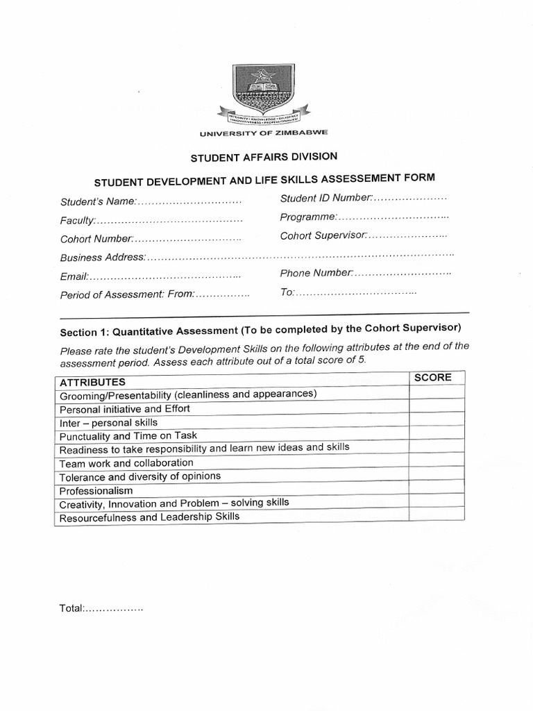Community Service Assessment Form | PDF