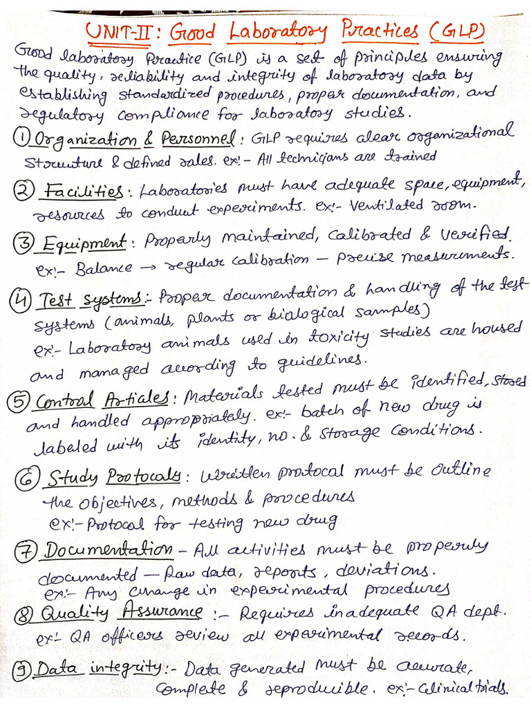 Unit 2 Good Laboratory Practice Glp Pdf