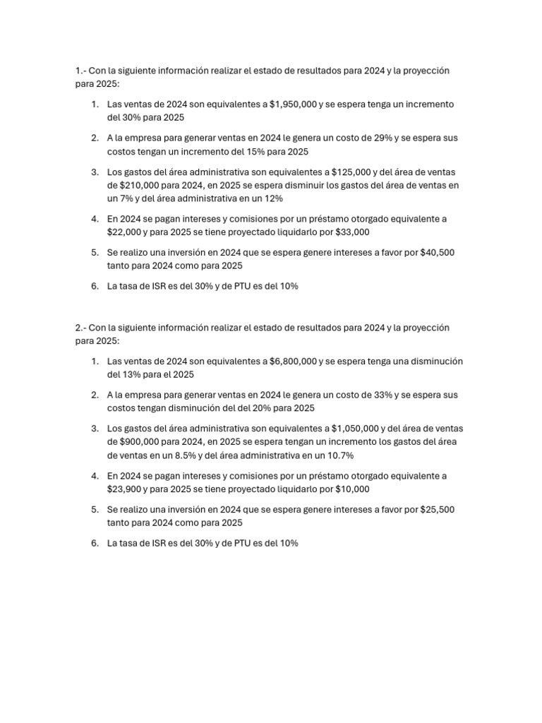 Ejercicios de Estados Financieros Proyectados | PDF | Contabilidad | Contabilidad financiera