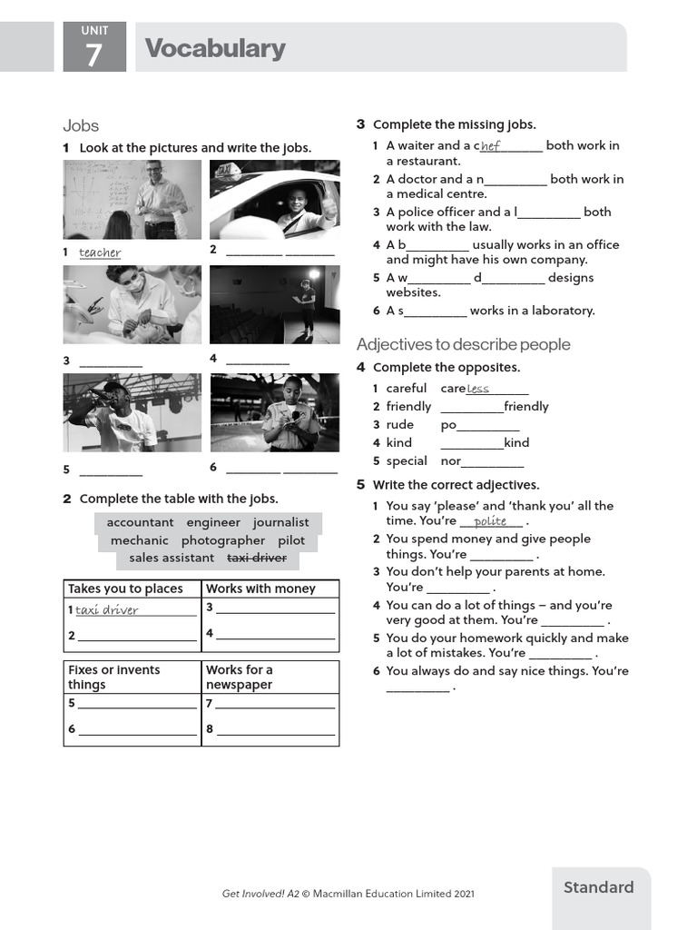 GI A2 U7 Vocabulary Standard | PDF