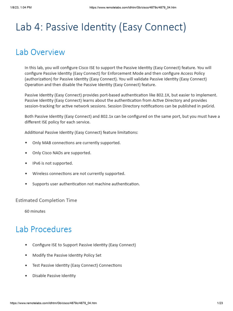 Cisco ISE Passive Identity Lab Guide | PDF | Active Directory | Login