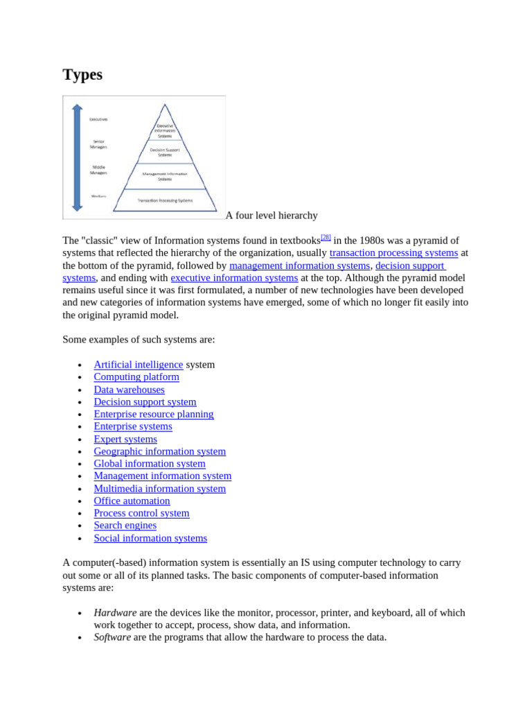 Types of Information System | PDF | Information System | Computing