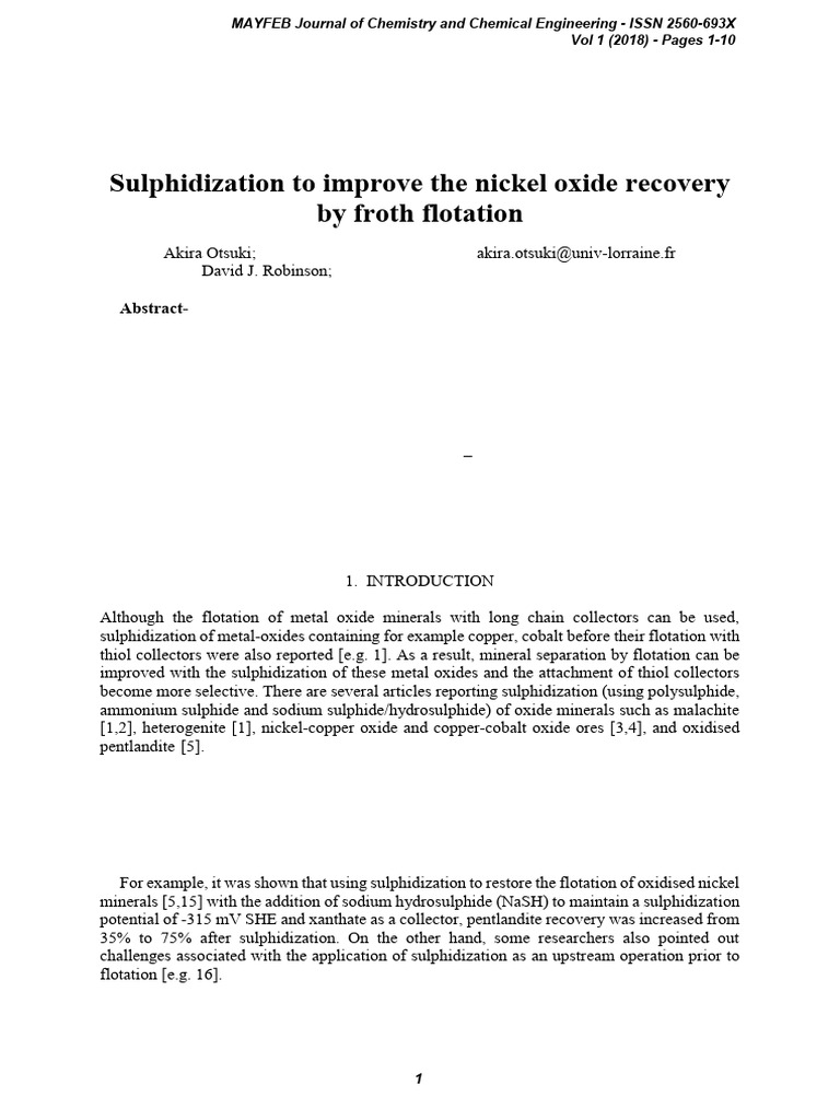 Sulphidization of Oxide Ores | PDF | Ph | Nickel