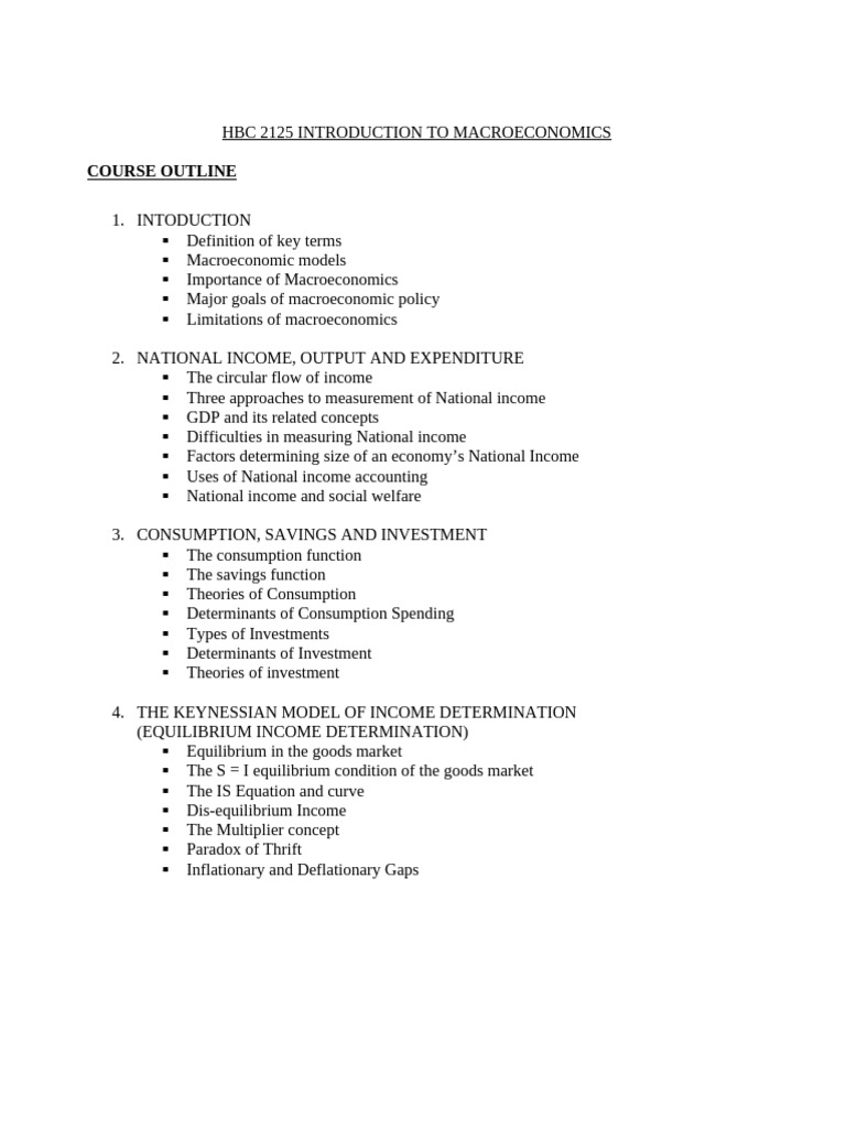 HBC 2125 Introduction To Macroeconomics | PDF | Macroeconomics ...