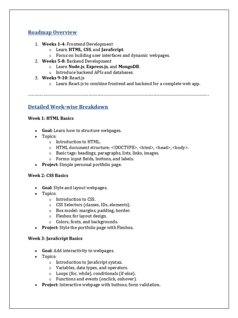 Topic Wise Roadmap Pdf Document Object Model Java Script 7465