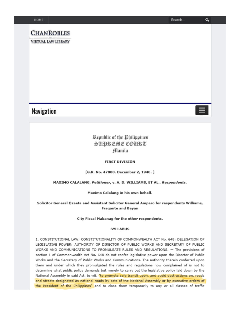 Calalang vs Williams | PDF | Liberty | Police Power (United States ...