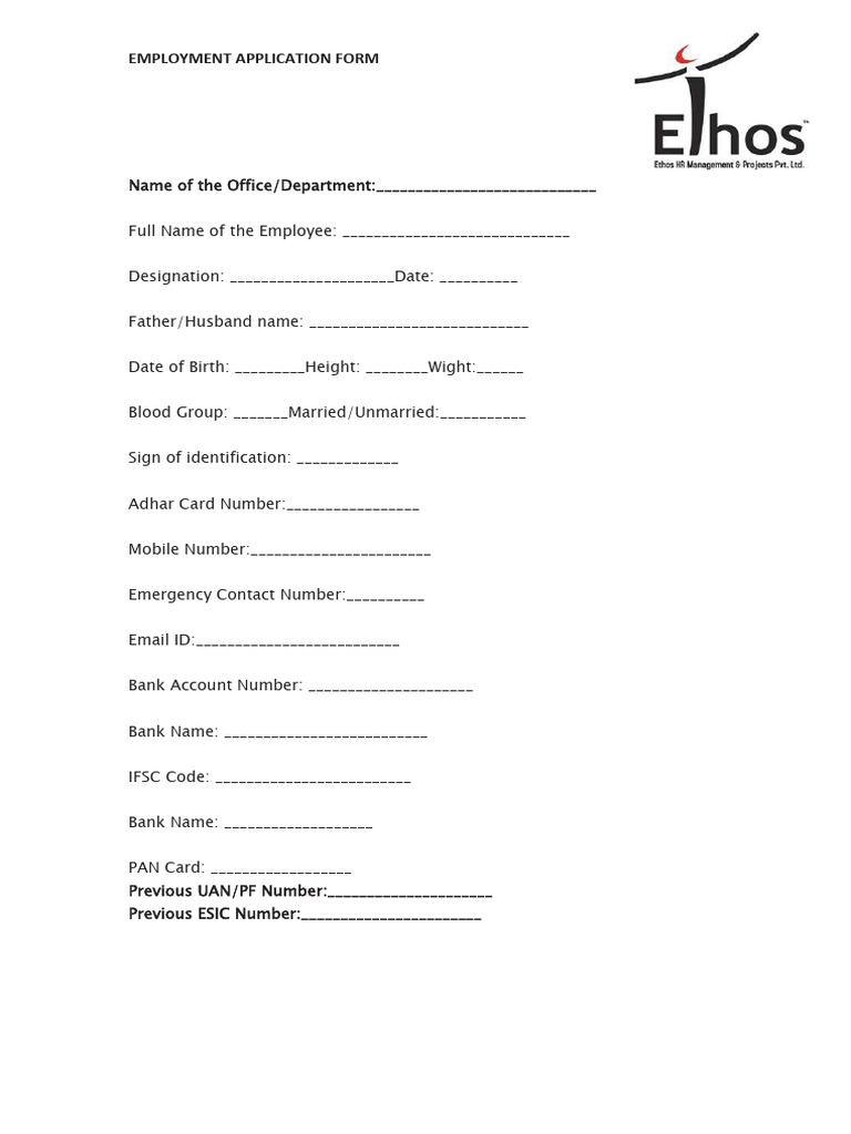 Ethos Application Form | PDF | Identity Document | Authentication