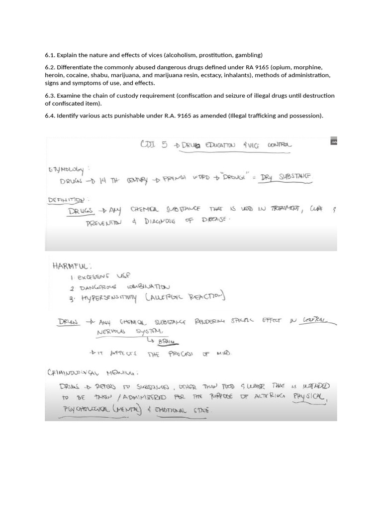CDI Notes Vice and Drugs | PDF