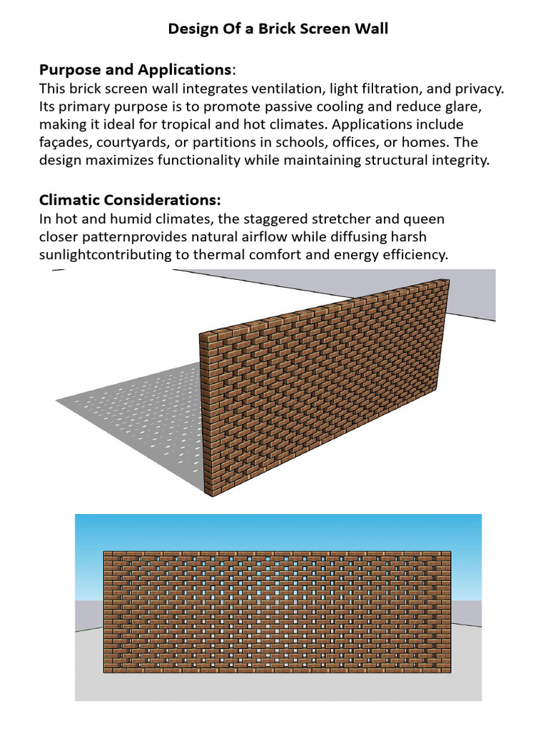 Design of A Brick Screen Wall Purpose and Applications | PDF