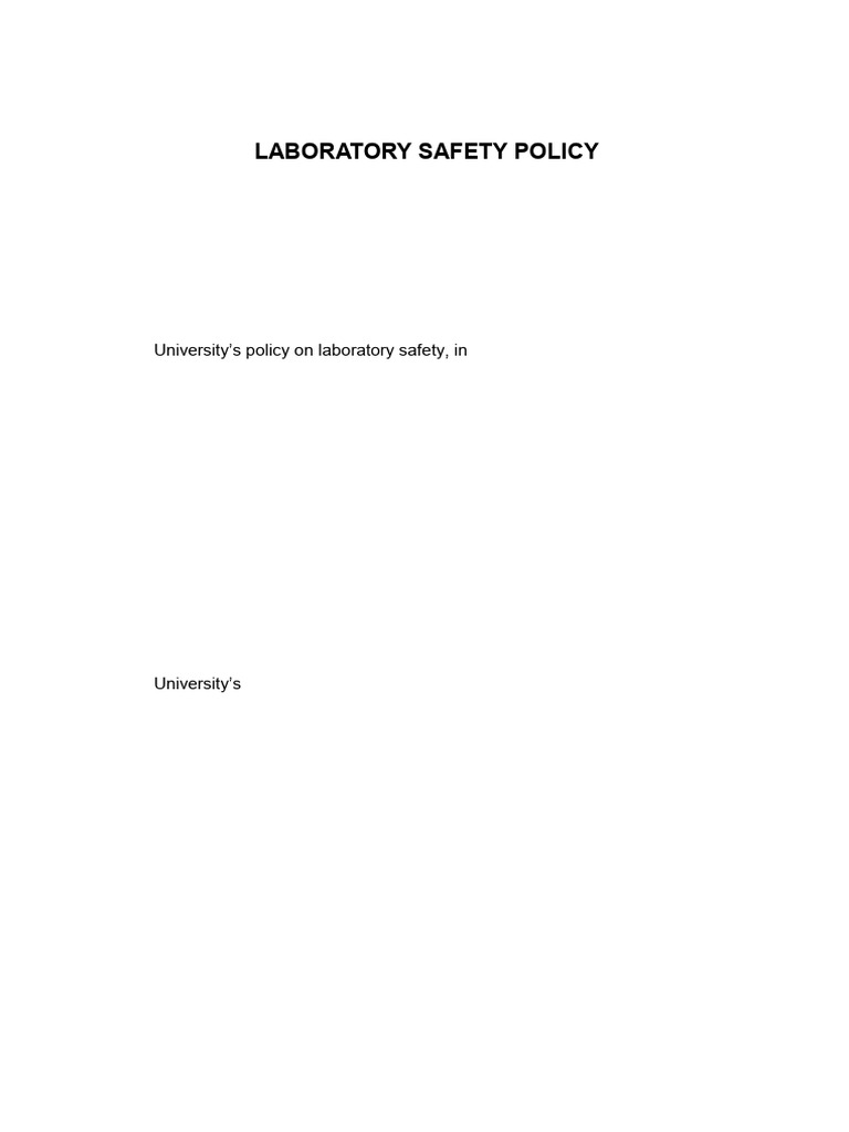 Laboratory Saftey Policy | PDF | Laboratories | Occupational Safety And ...