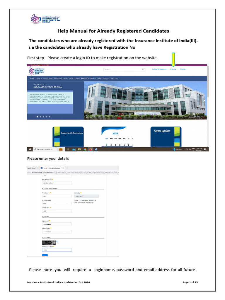Login Guide for III Registered Candidates | PDF | User (Computing ...