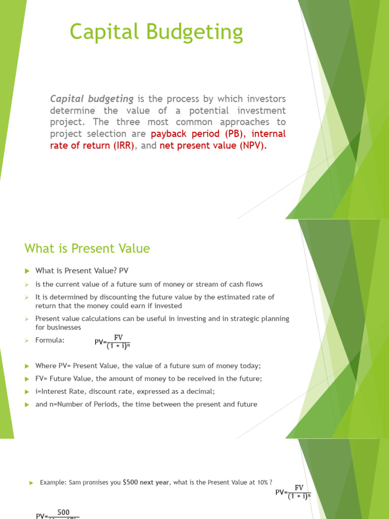 Capital Budgeting | PDF | Net Present Value | Capital Budgeting