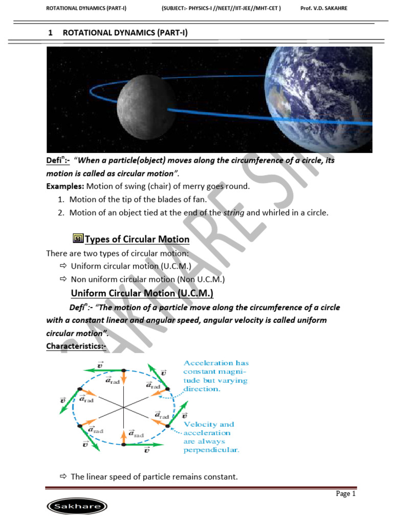 Rotational Dynamics Part-I | PDF | Acceleration | Rotation Around A ...