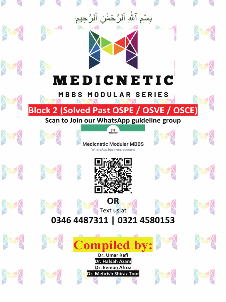 Ospe (Solved) Block 2 - Medicnetic by Dr. Umar Rafi | PDF