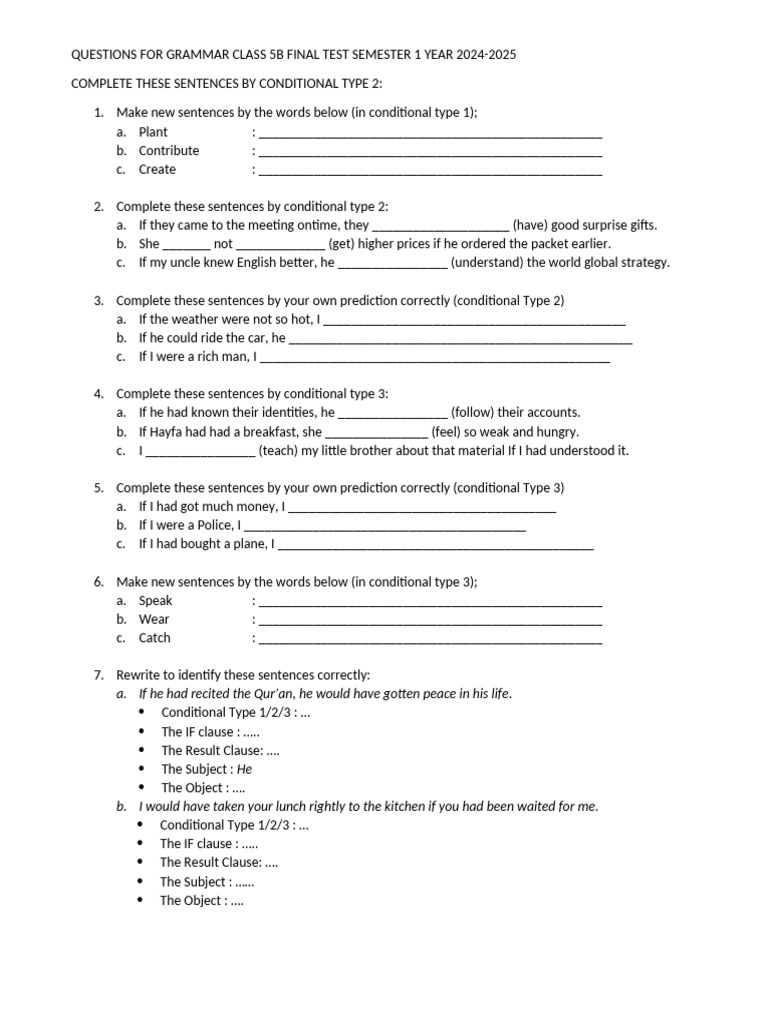 Grade 5B Grammar & Reading Test | PDF | Potato