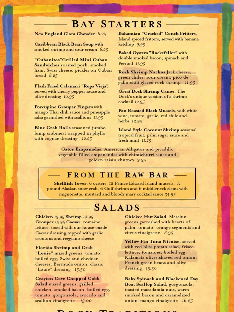 Dock Menu | PDF | Coleslaw | Salad