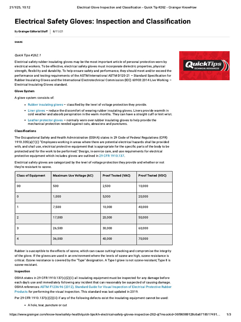 Electrical Glove Inspection and Classification | PDF