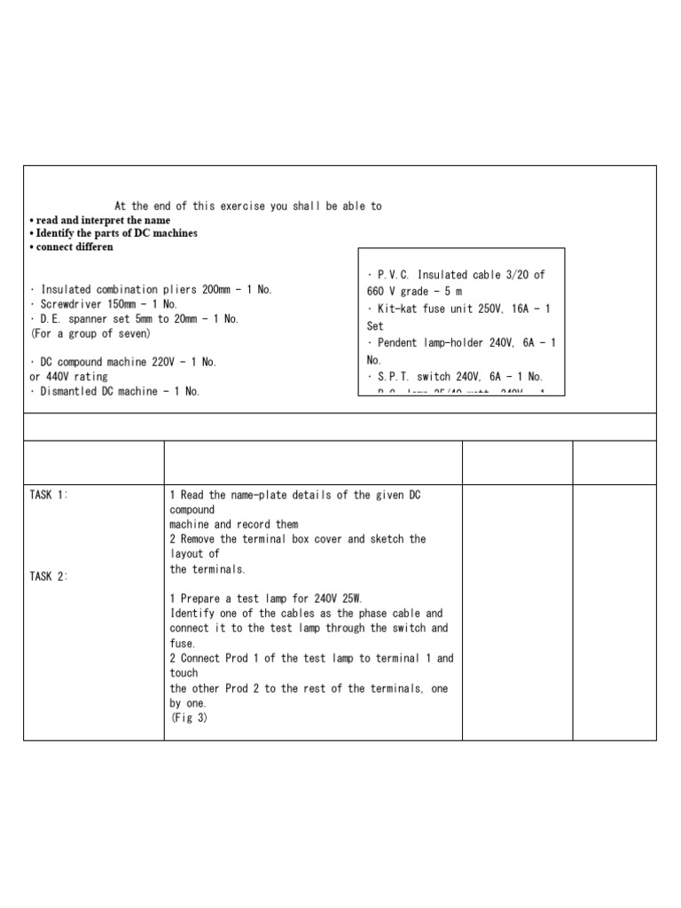 ITI Electrician DC Machine Demo Plan | PDF | Electric Generator | Switch