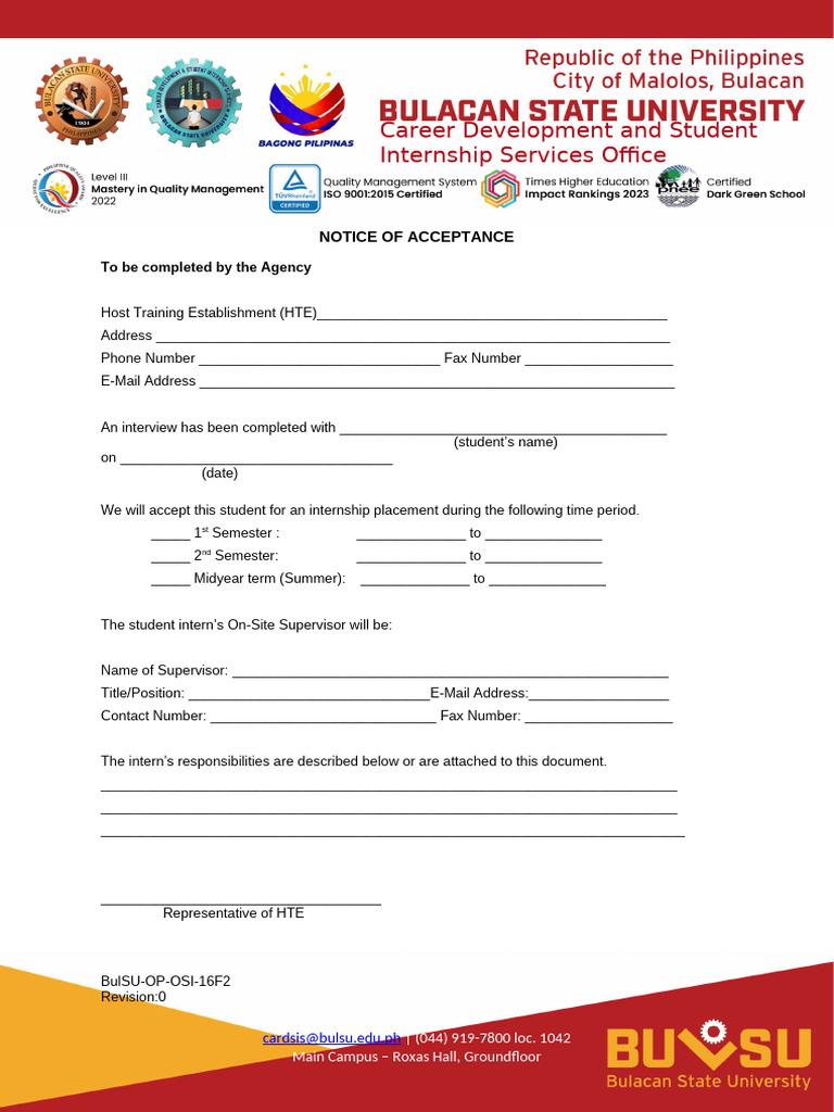 F2- BulSU form NOA (1) | PDF
