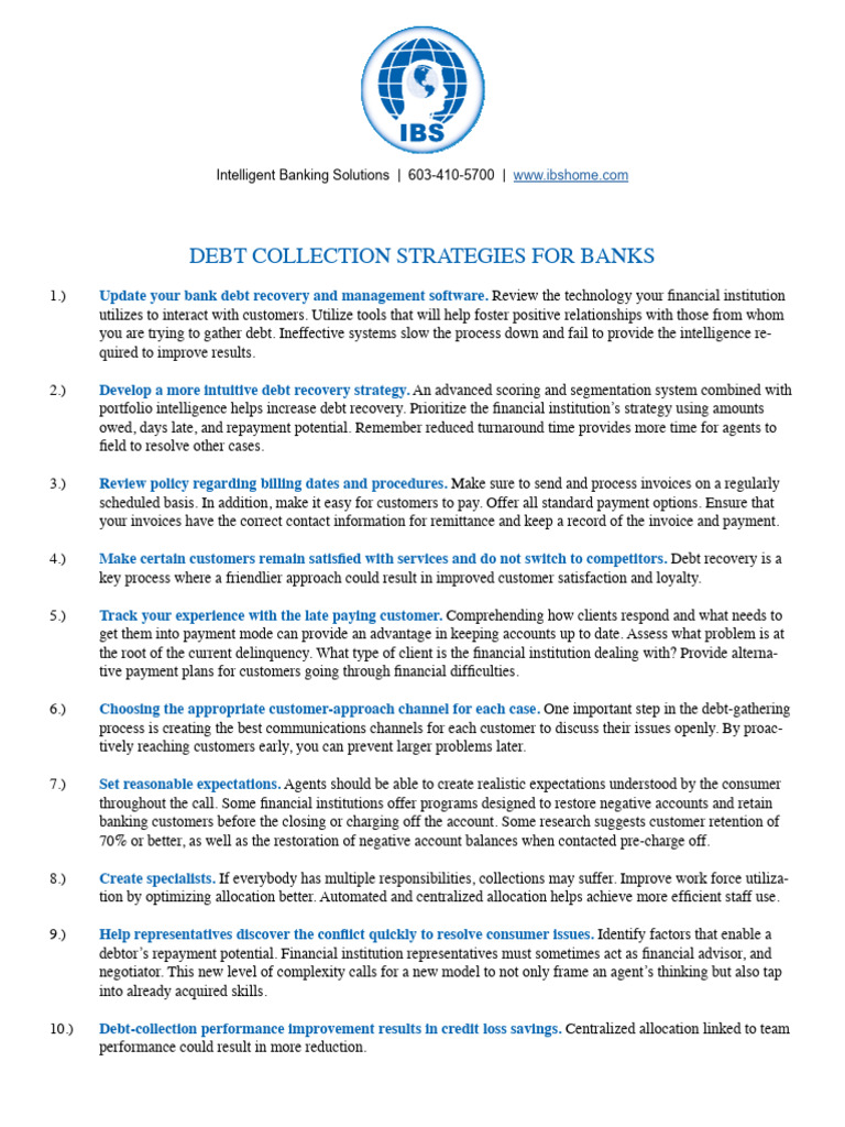 Debt Collection Strategies For Banks | PDF | Debt | Banks