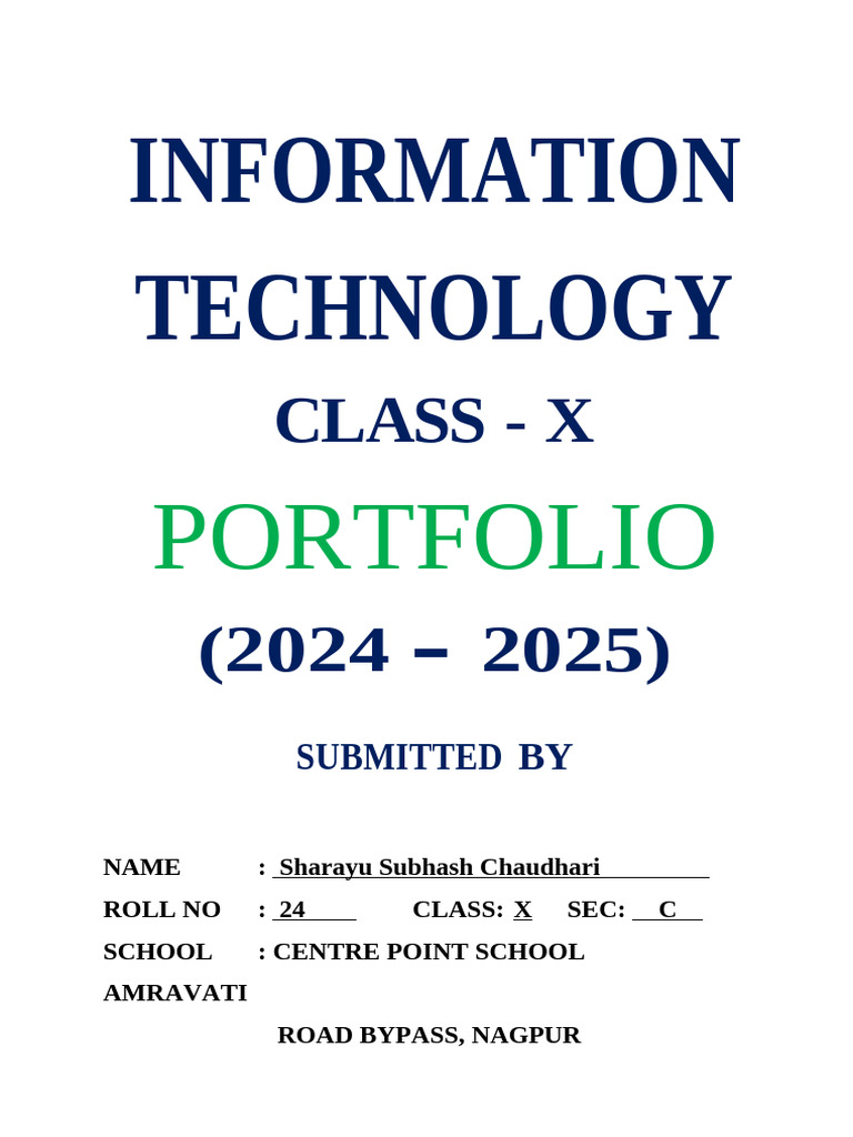 Sharayu Chaudhari - XC - 24 - IT Portfolio | PDF | Spreadsheet | Computing