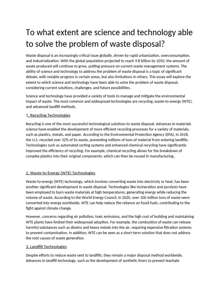 Science and Tech in Waste Disposal Solutions | PDF | Waste Management ...
