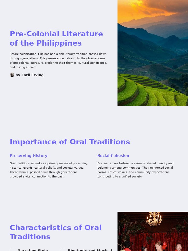 Pre Colonial Literature of The Philippines | PDF | Narrative | Traditions