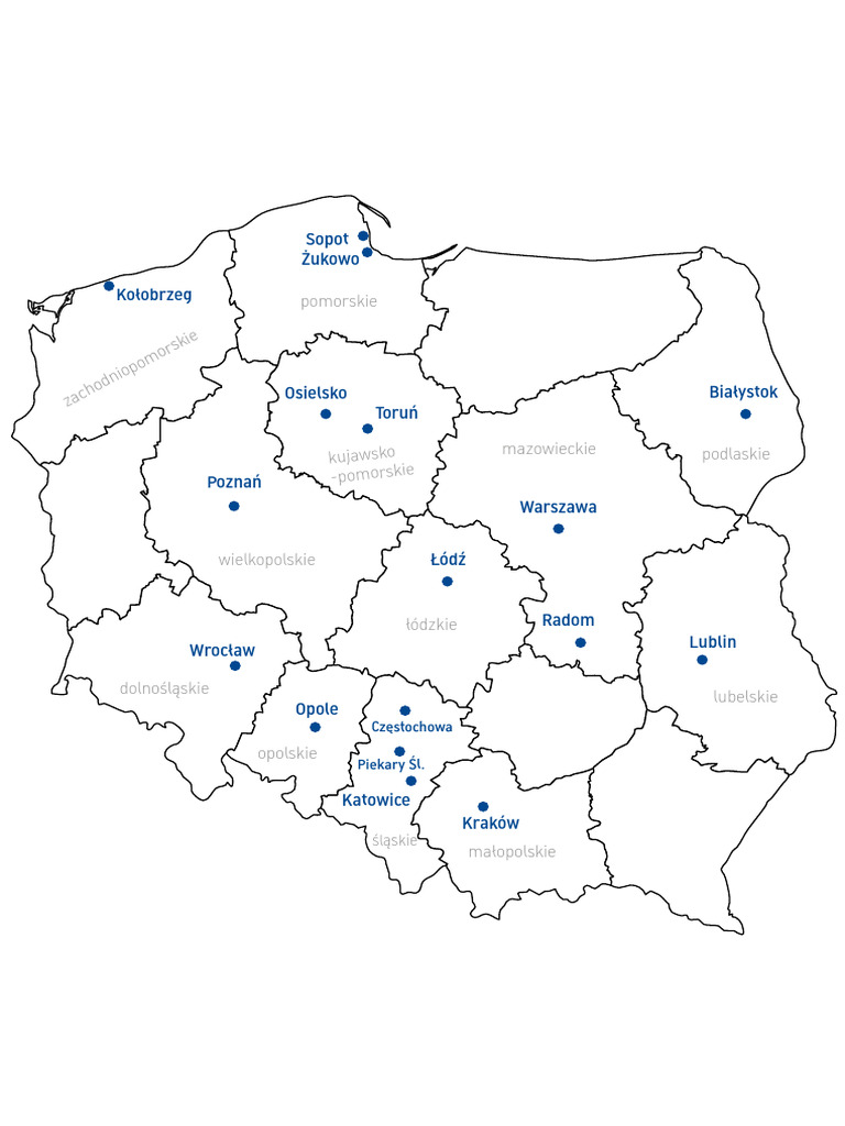 Mapa polski - Wojewodztwa i Miasta2 | PDF