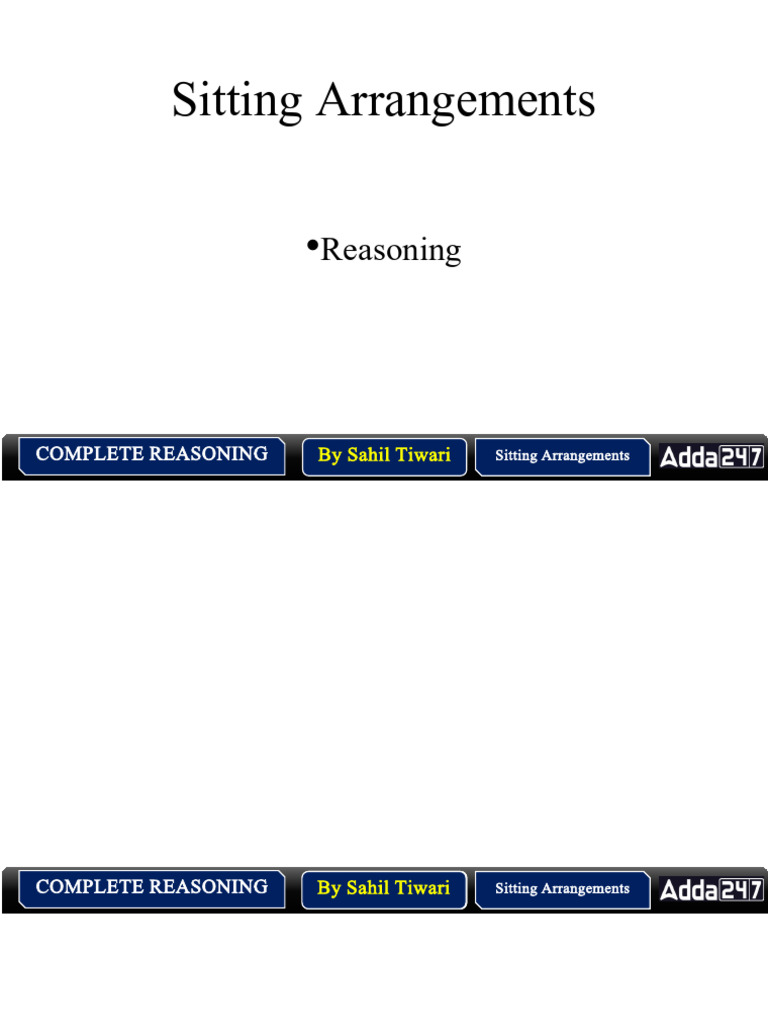 Sitting Arrangements: Reasoning | PDF