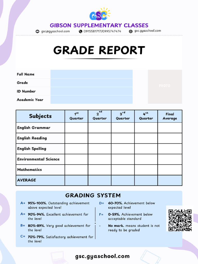Grade 3 - 1st Quarter Grade Report | PDF