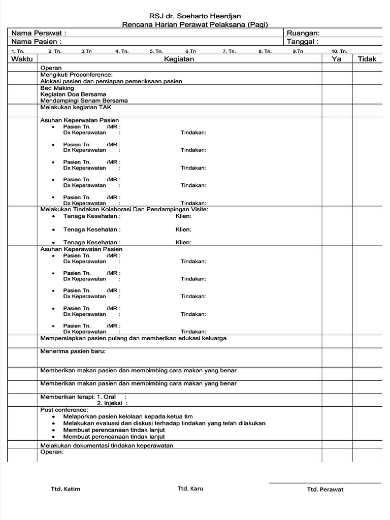 PDF Rencana Harian Perawat Rsj Compress | PDF