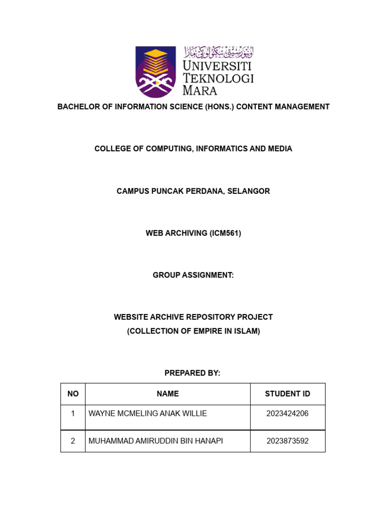 Icm561 - Wa Repository Project - Muhammad Amiruddin Bin Hanapi & Wayne Mcmeling Anak Willie ...