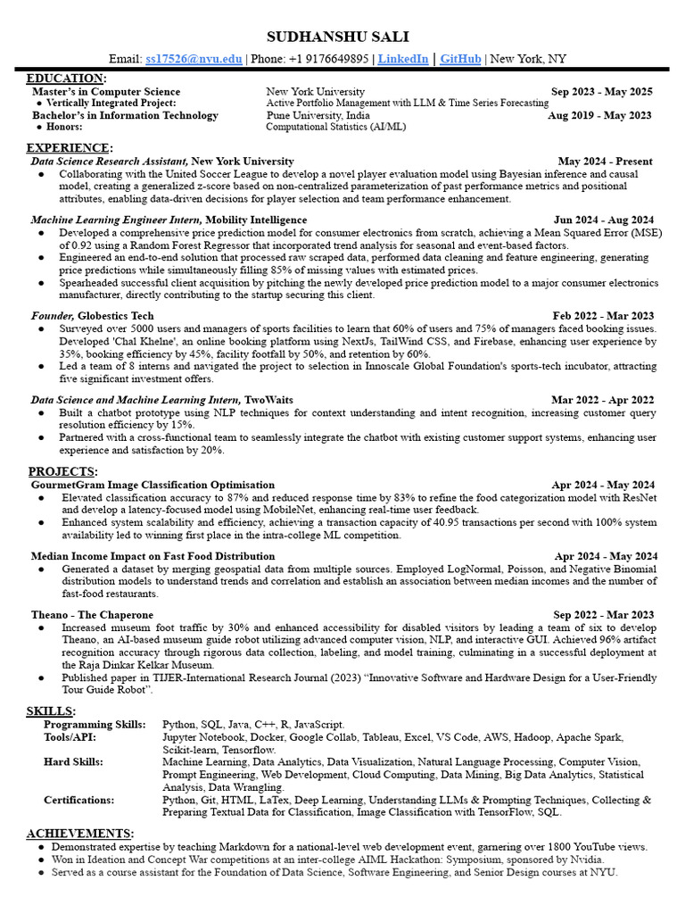Sudhanshu Sali - : Email: - Phone: +1 9176649895 - New York, NY | PDF ...