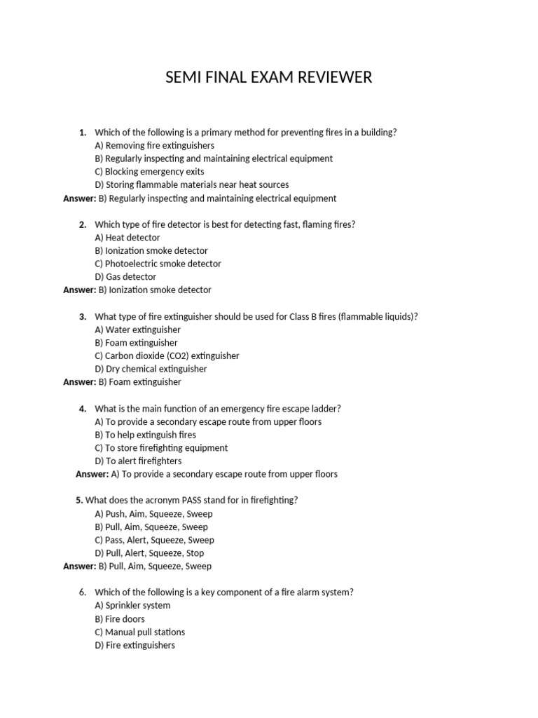 Fire Safety Exam Review Guide | PDF | Fires | Firefighting