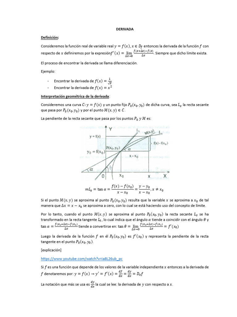 Derivadas: Definición y Reglas Básicas | PDF | Derivado | Función (Matemáticas)