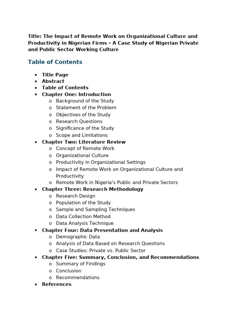 Title The Impact of Remote Work On Organizational Culture An | PDF ...