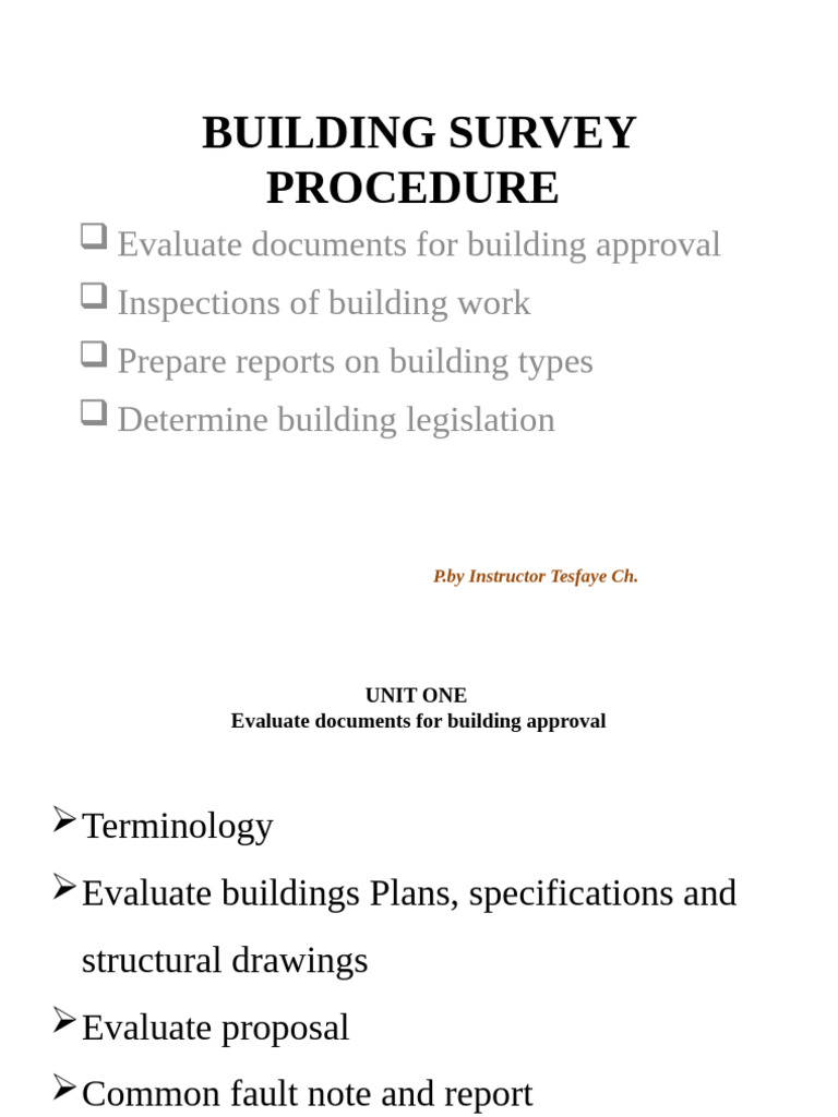 Building Survey Procedure Overview | PDF | Specification (Technical ...