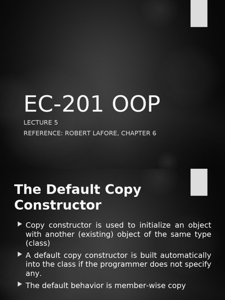 Lecture 6 Copy Constructor Pdf Constructor Object Oriented Programming Programming