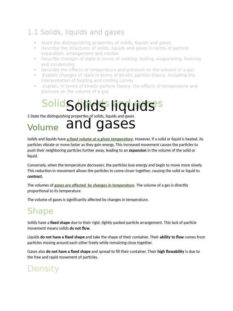 Properties and States of Matter Explained | PDF | Liquids | Gases