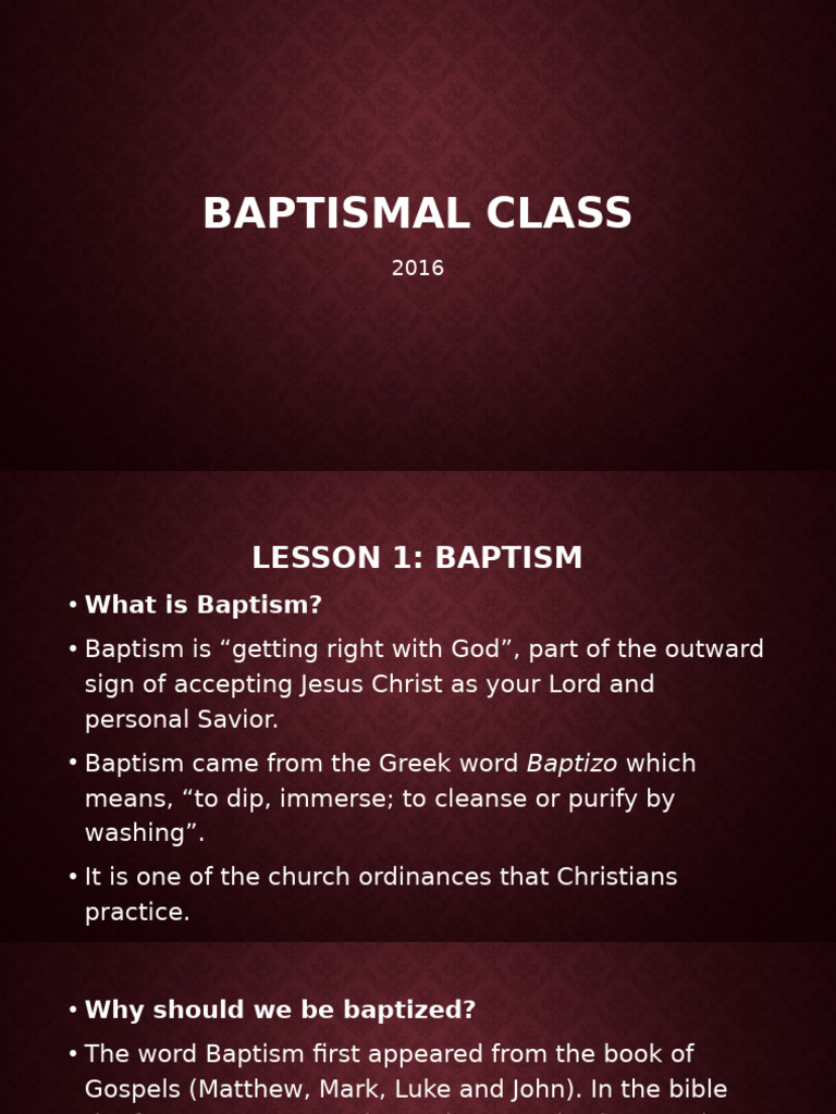 Baptism Class Overview and Lessons | PDF | Baptism | Spiritual Gift
