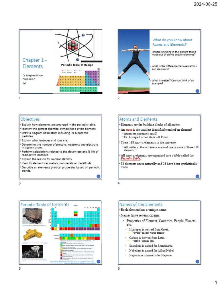 B CHM161D Chapter1 Elements V1 Lecture BB 6 Slides Per Page | PDF | Ion ...