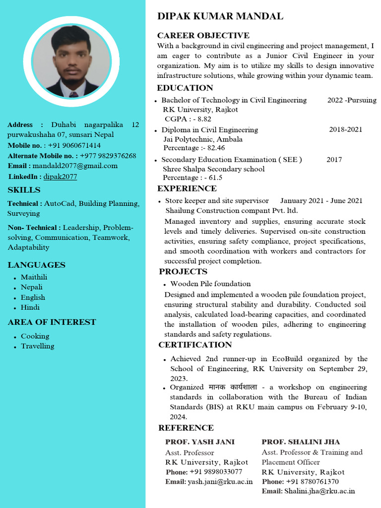 Resume of deepak (1) | PDF
