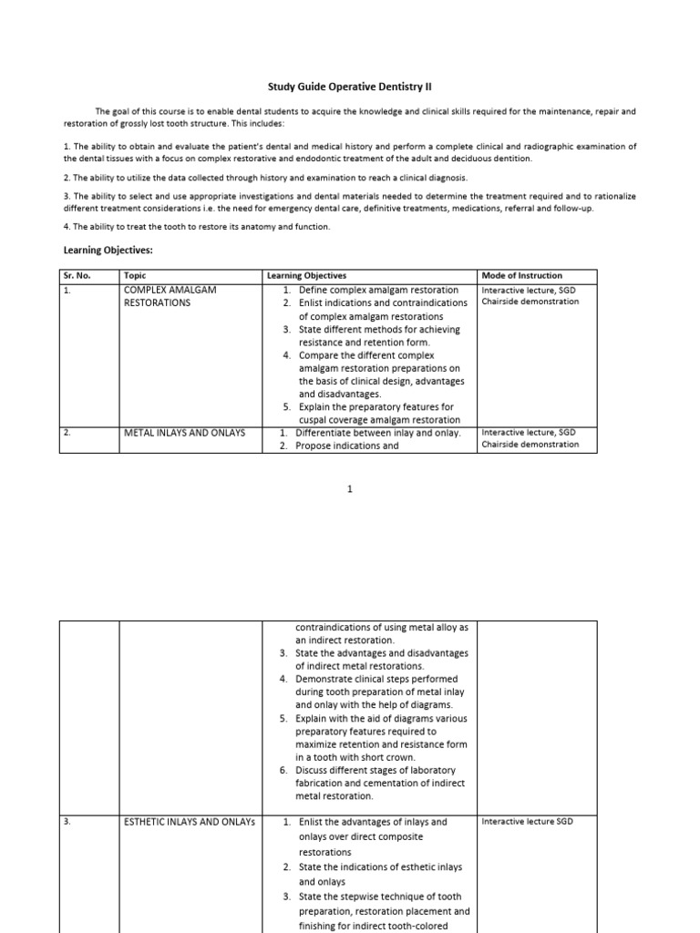 Operative Dentistry Study Guide | PDF | Clinical Medicine | Medical ...