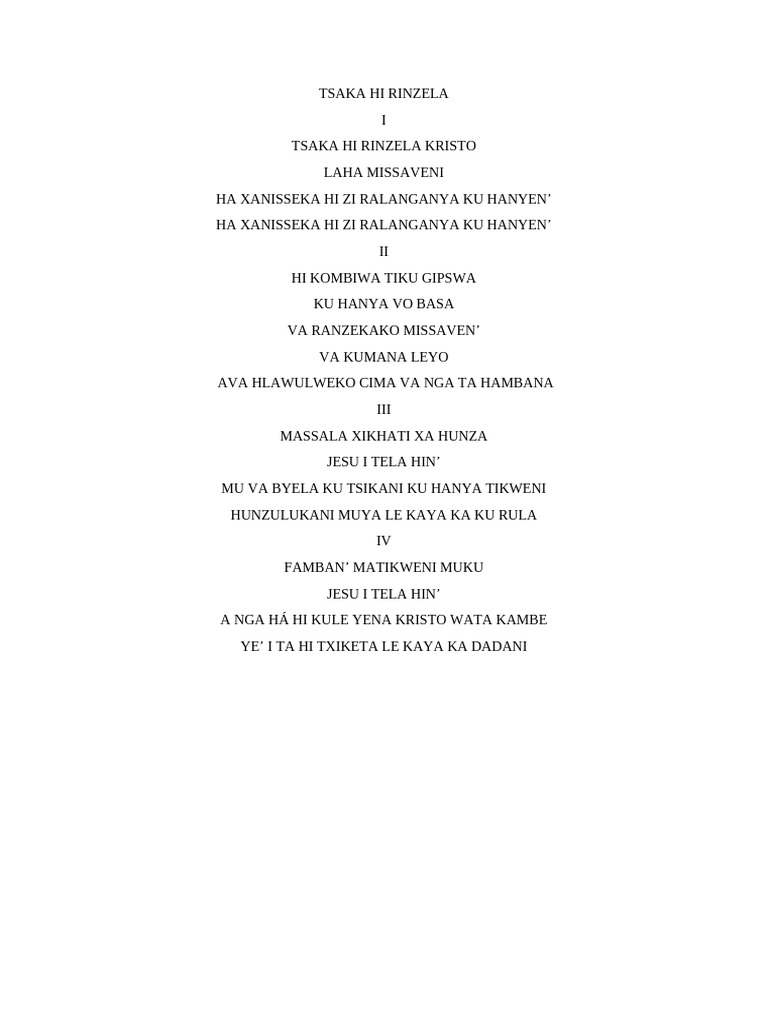 Tsaka Hi Rinzela Kristo | PDF