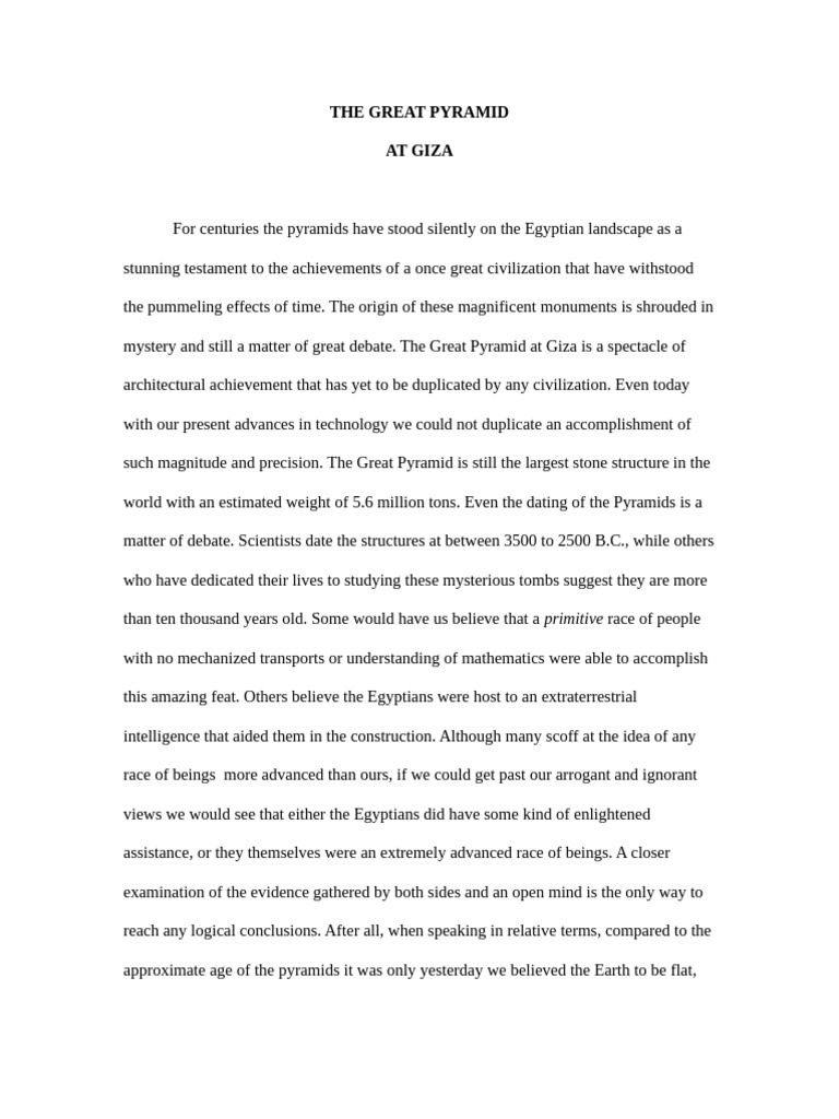 THE GREAT PYRAMID | PDF | Egyptian Pyramids | Ancient Egypt