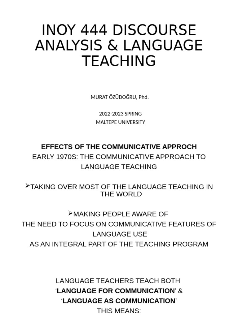 3 Discourse Analysis in Language Teaching | PDF | Language Education ...