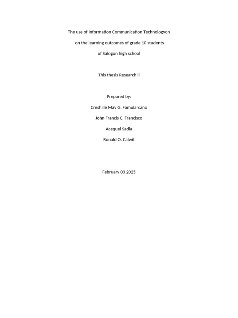 ICT Impact on Grade 10 Learning Outcomes | PDF