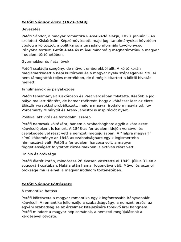 Petofi Sandor | PDF